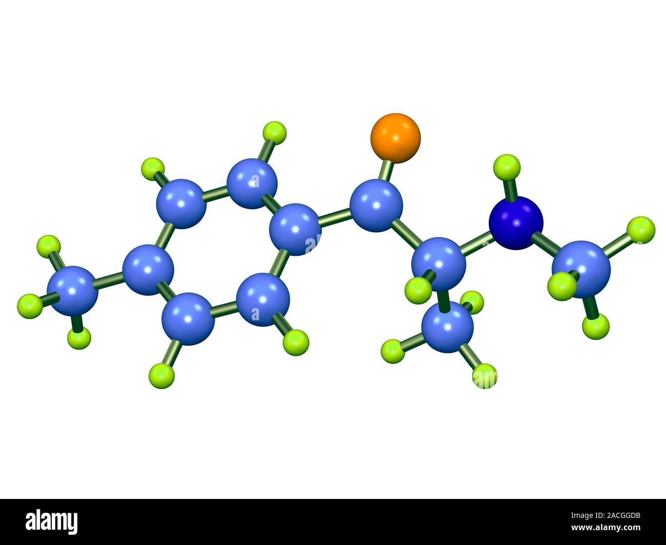 Mephedrone molecule. Molecular model showing the structure of the ...