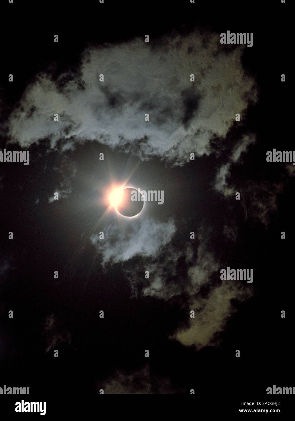 Total solar eclipse. Diamond ring effect during a total solar eclipse ...