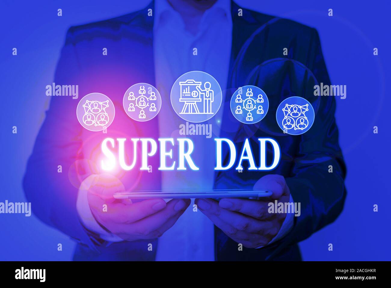 Writing note showing Super Dad. Business concept for Children idol and ...