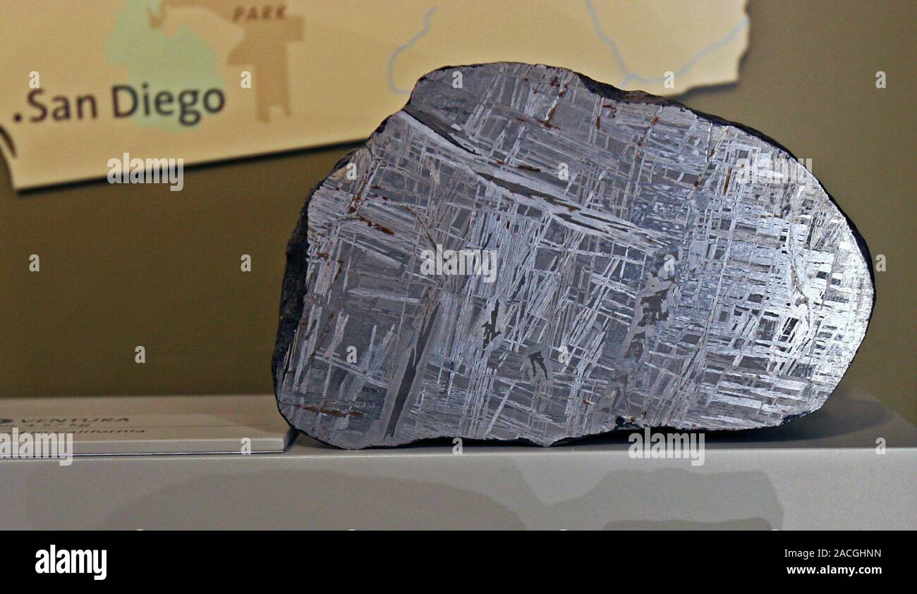Internal structure of an iron class meteorite showing Widmanstatten ...