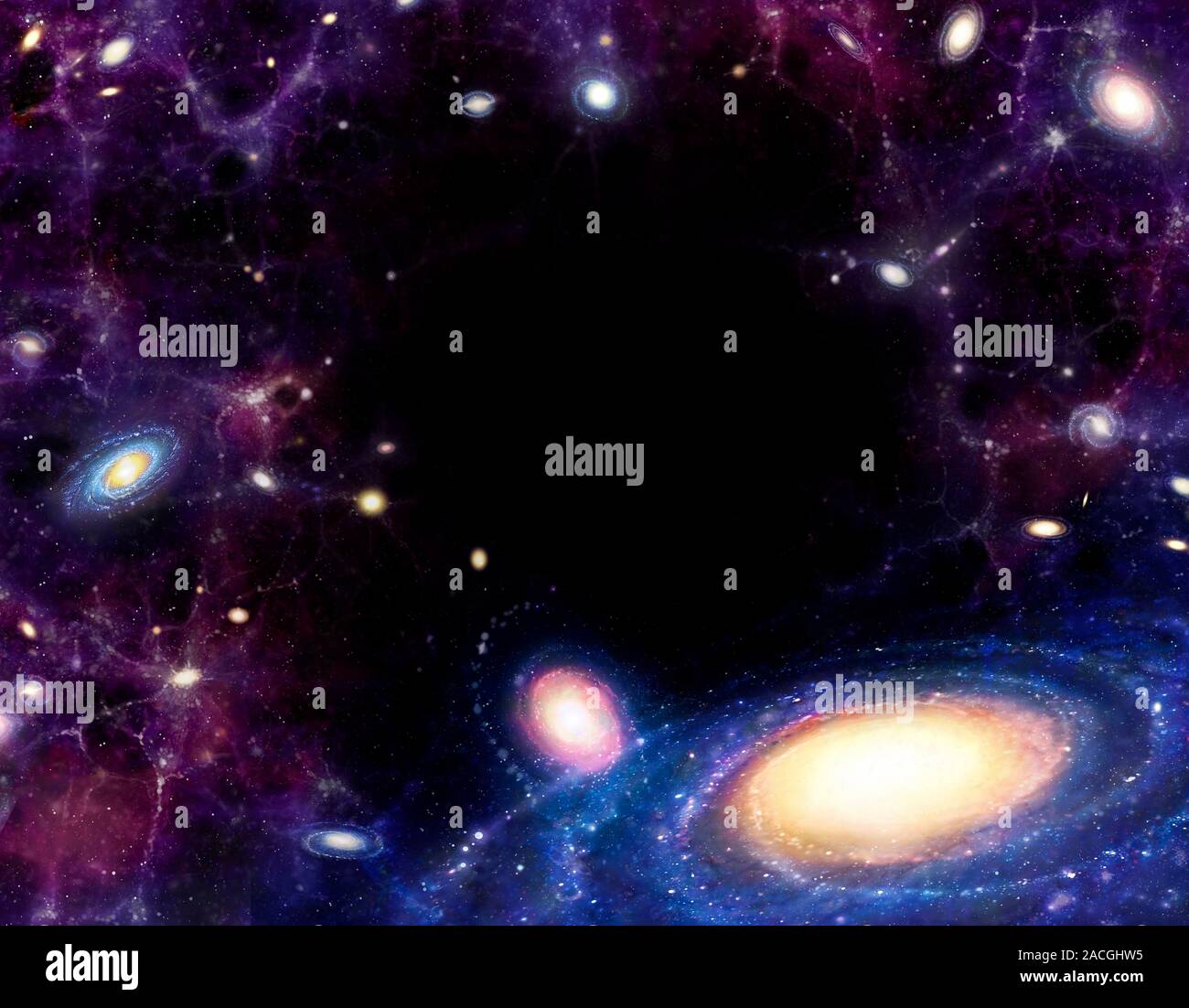 Extragalactic space. Computer artwork showing the structure of ...