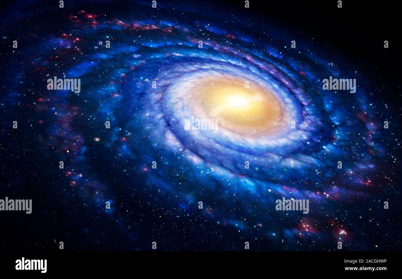 Milky Way galaxy. Computer artwork of our Milky Way galaxy seen ...