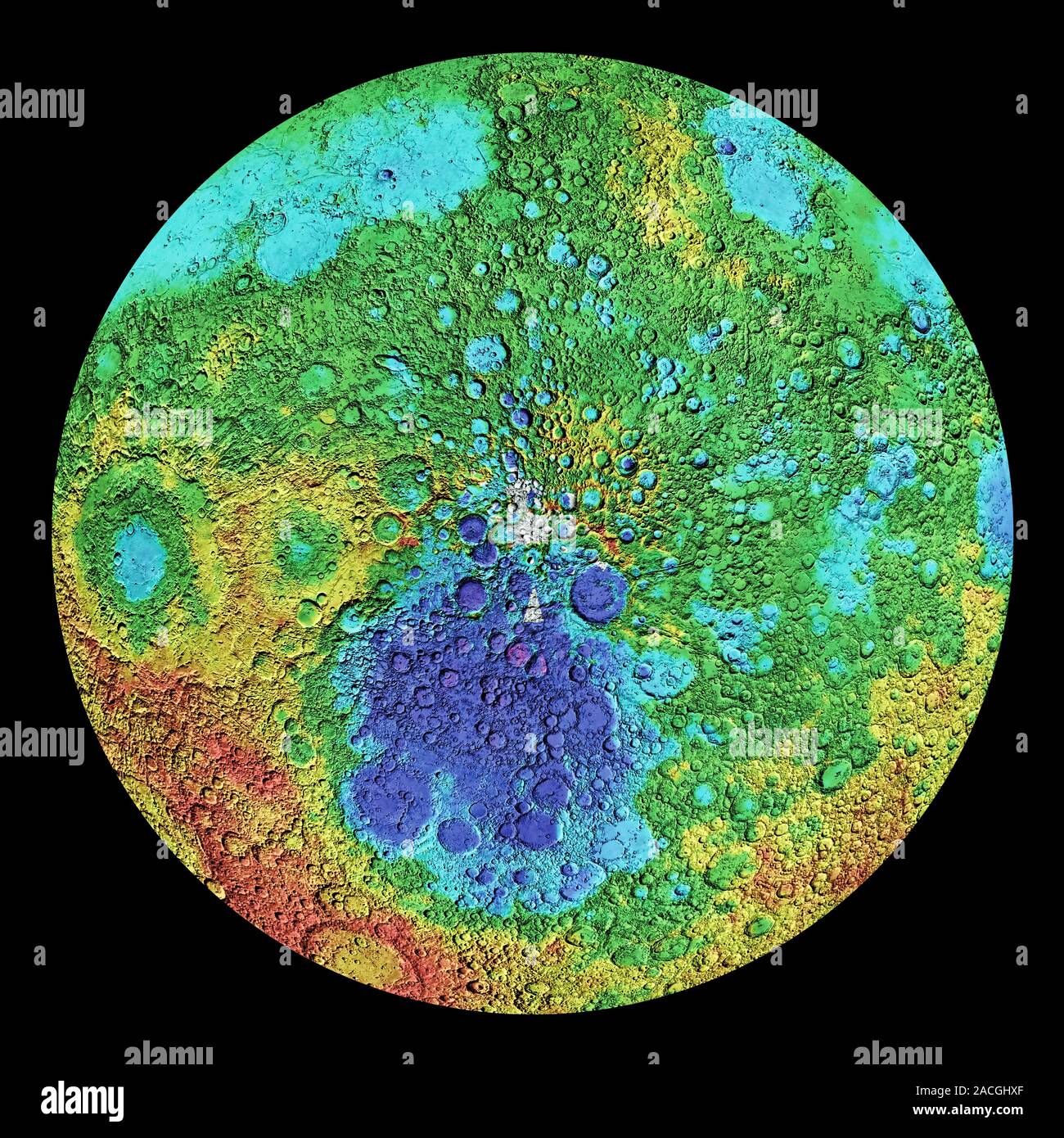 Topographic Moon Map The Poles Of The Moon. Panel 2 By Dr. Paul D.