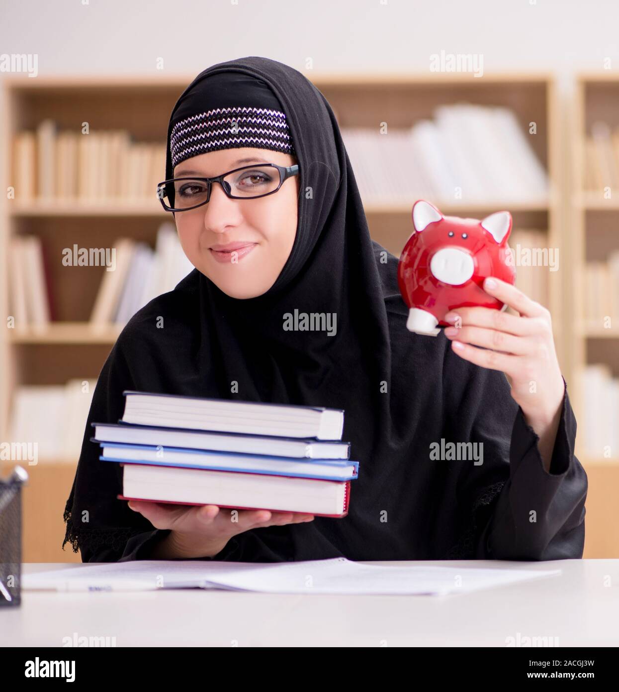 The muslim girl in hijab studying preparing for exams Stock Photo - Alamy