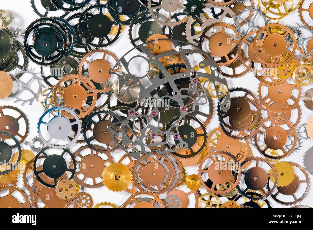 Watch parts. Internal cogs and other components used to make Jaeger ...