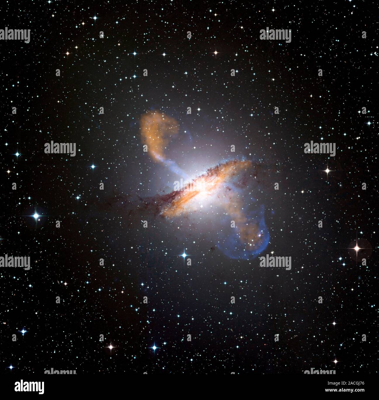 Centaurus A radio galaxy (NGC 5128). Combined X-ray, radio and optical ...