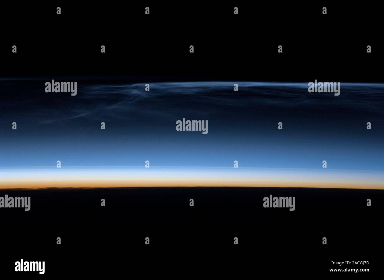 Polar mesospheric clouds. International Space Station (ISS) image of ...