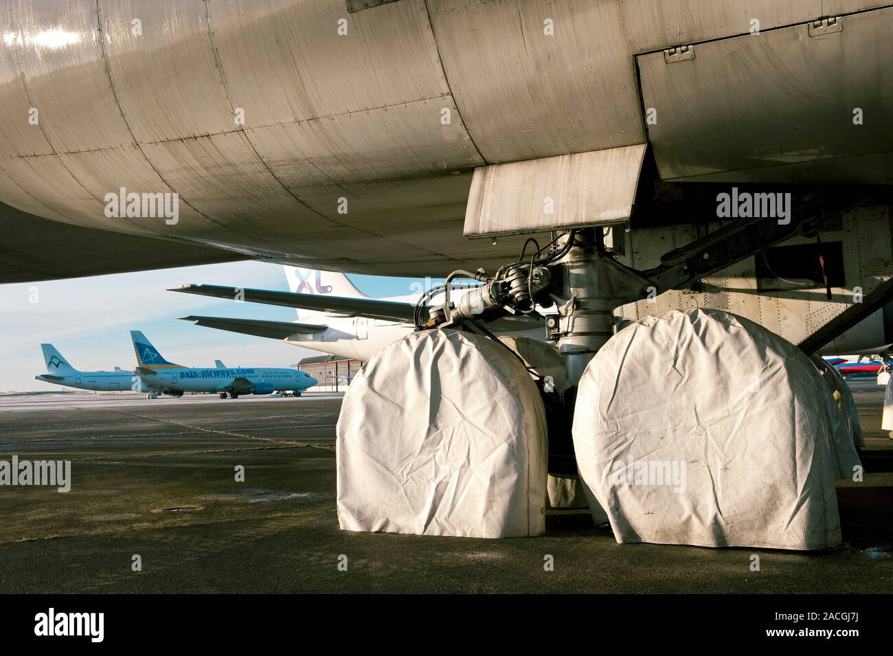 Aircraft dismantling. Passenger plane parked up waiting to be ...