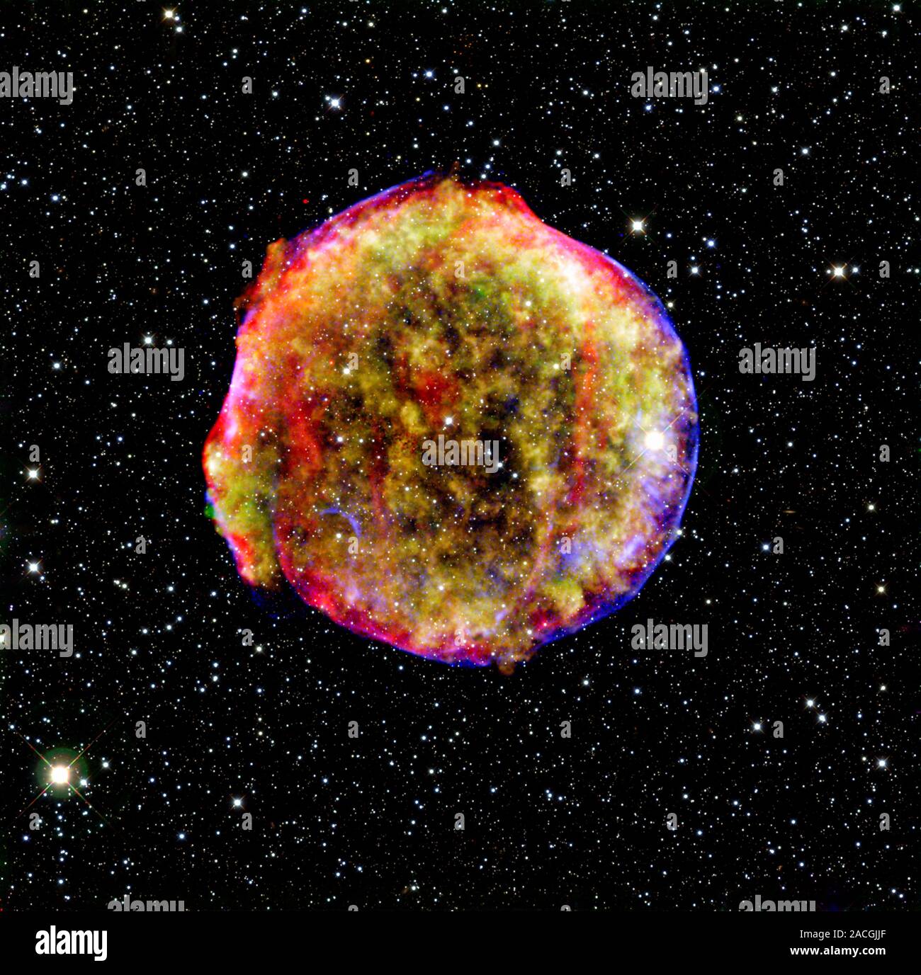 Tycho supernova remnant (SN 1572), combined X-ray and infrared image ...