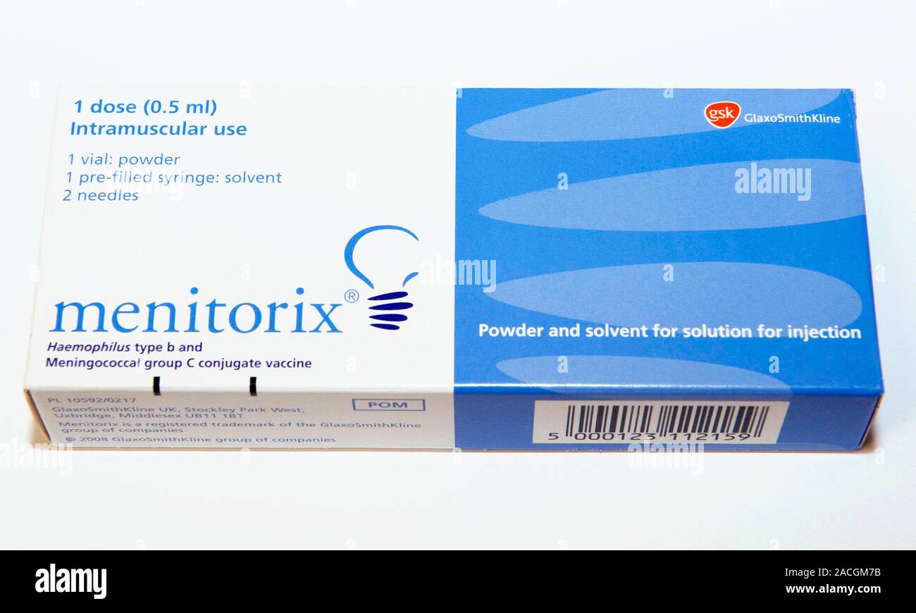 Packaging of Menitorix vaccine for inoculation by injection. Menitorix ...