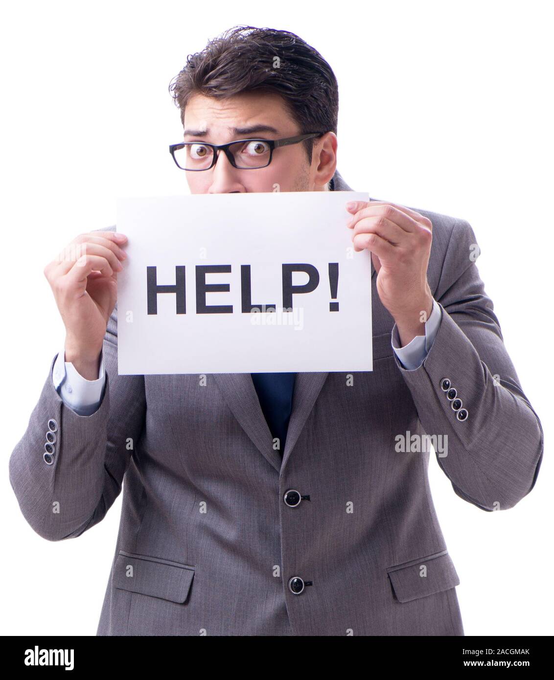 The businessman asking for help isolated on white background Stock ...