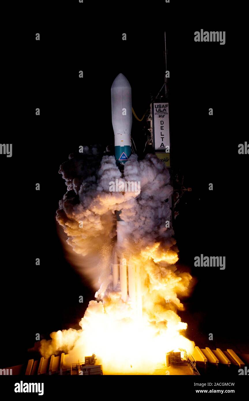 Kepler Mission rocket launch. Delta II 7925 rocket taking off to launch ...