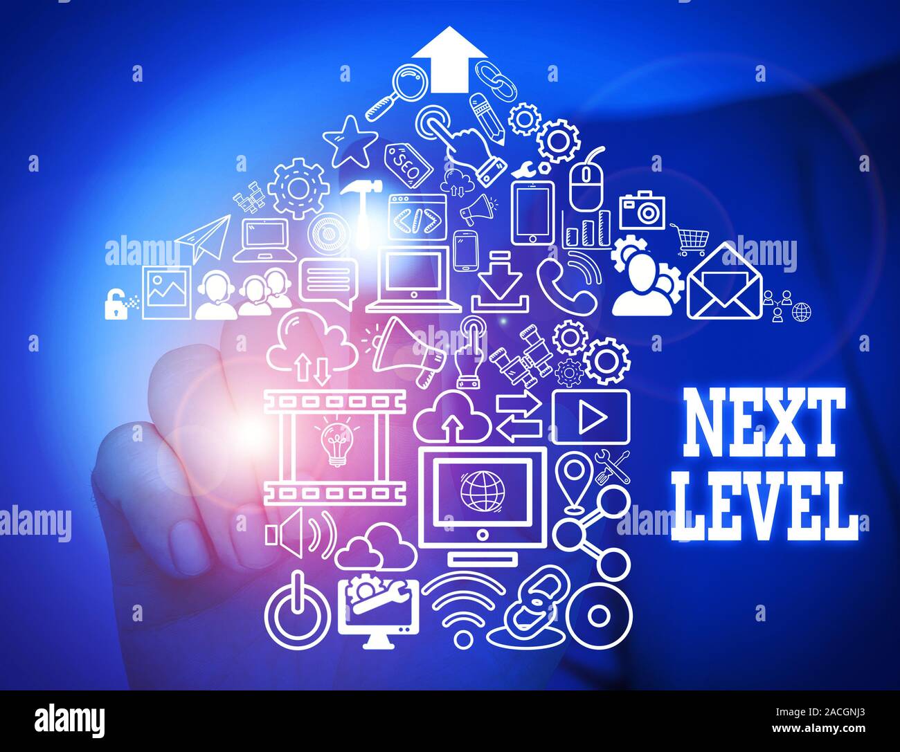 Conceptual Hand Writing Showing Next Level Concept Meaning Having More Than One Floor And