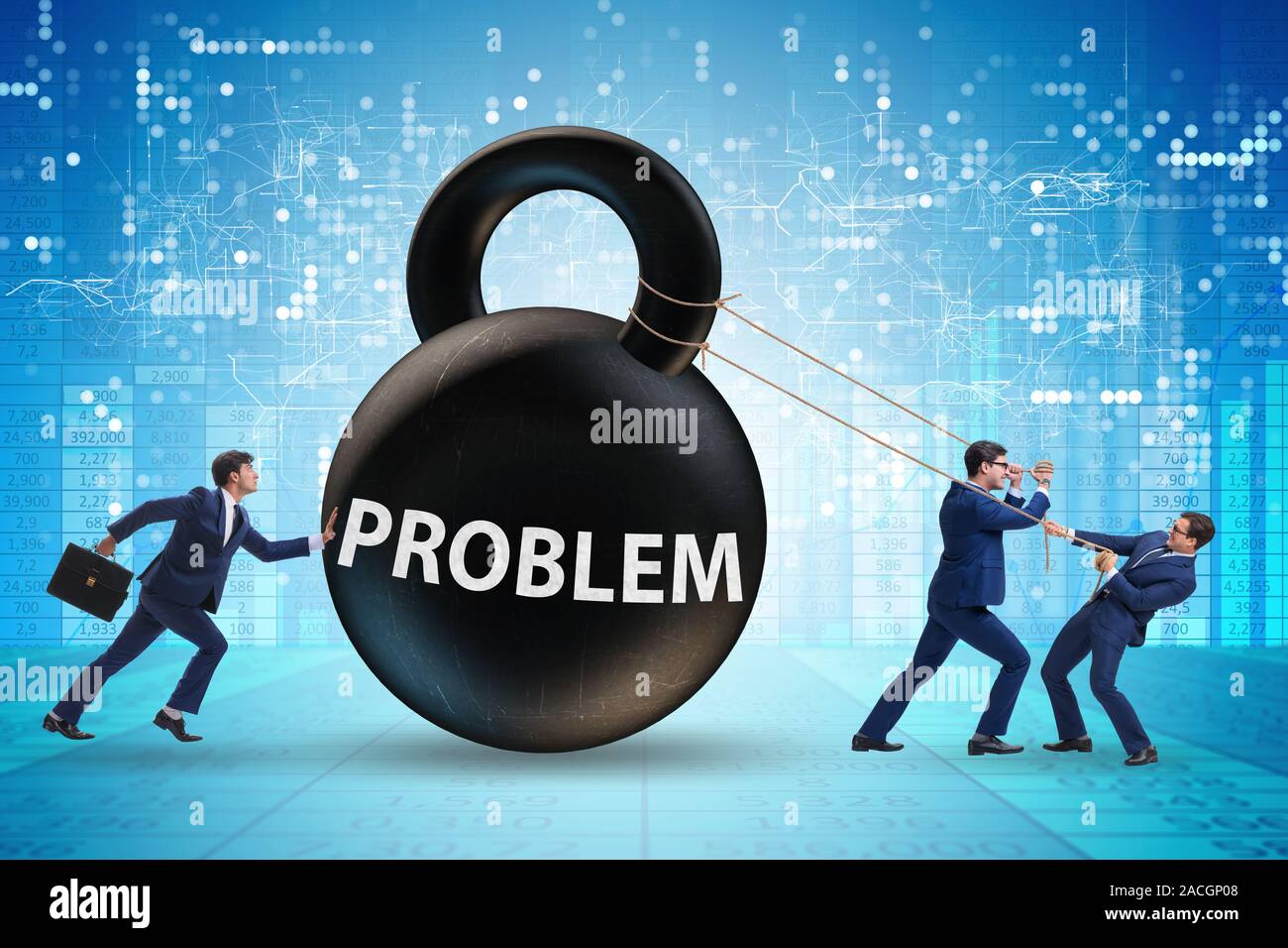 The businessmen trying to deal with difficult problem Stock Photo - Alamy