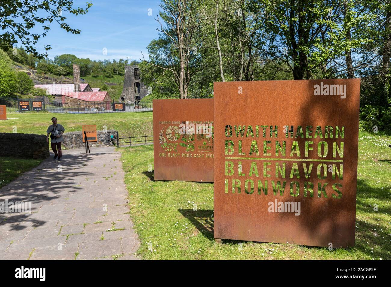 Signs in metal, Blaenavon ironworks, Wales, UK Stock Photo - Alamy