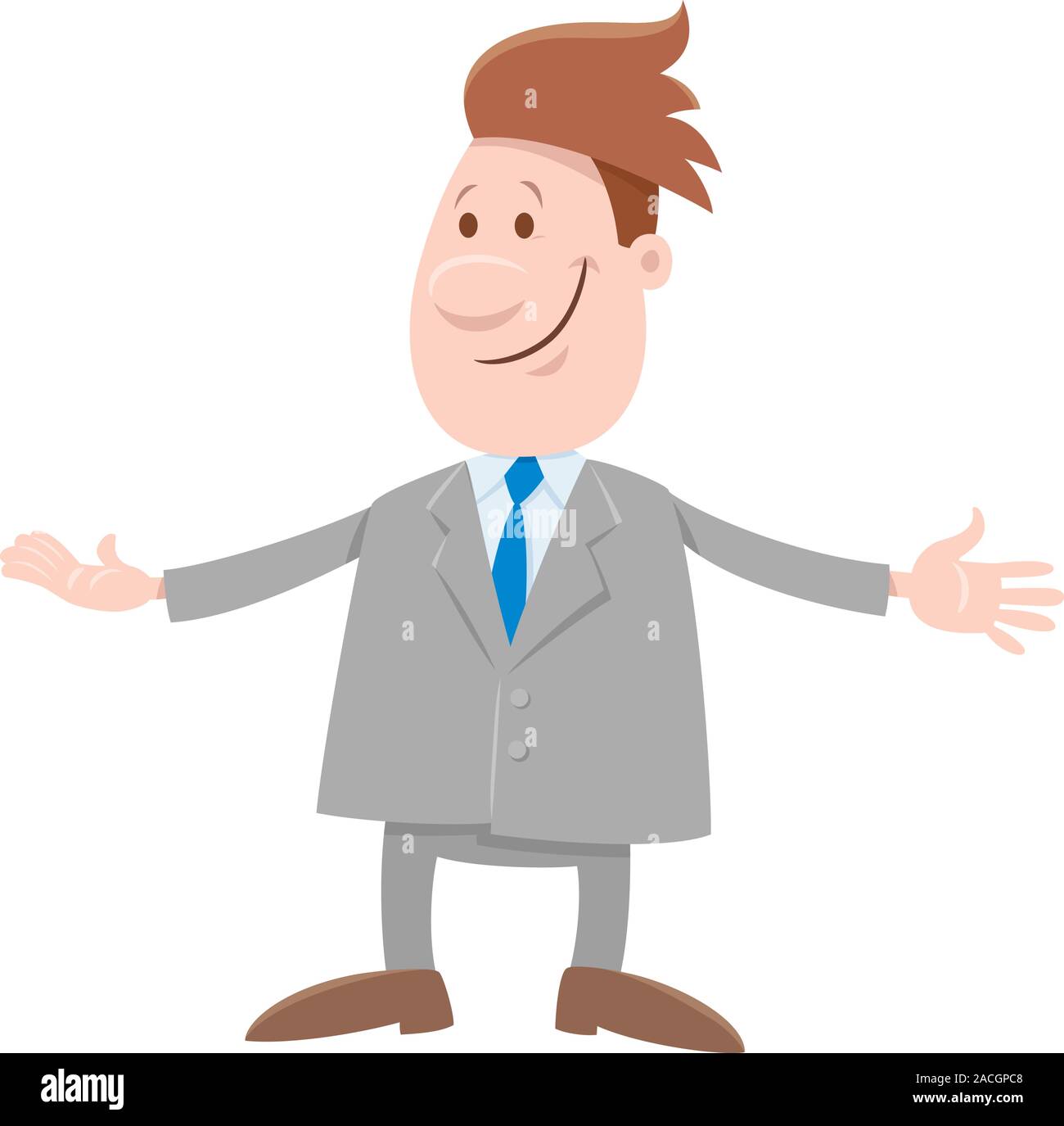 Cartoon Illustration of Happy Man or Businessman Comic Character Stock ...