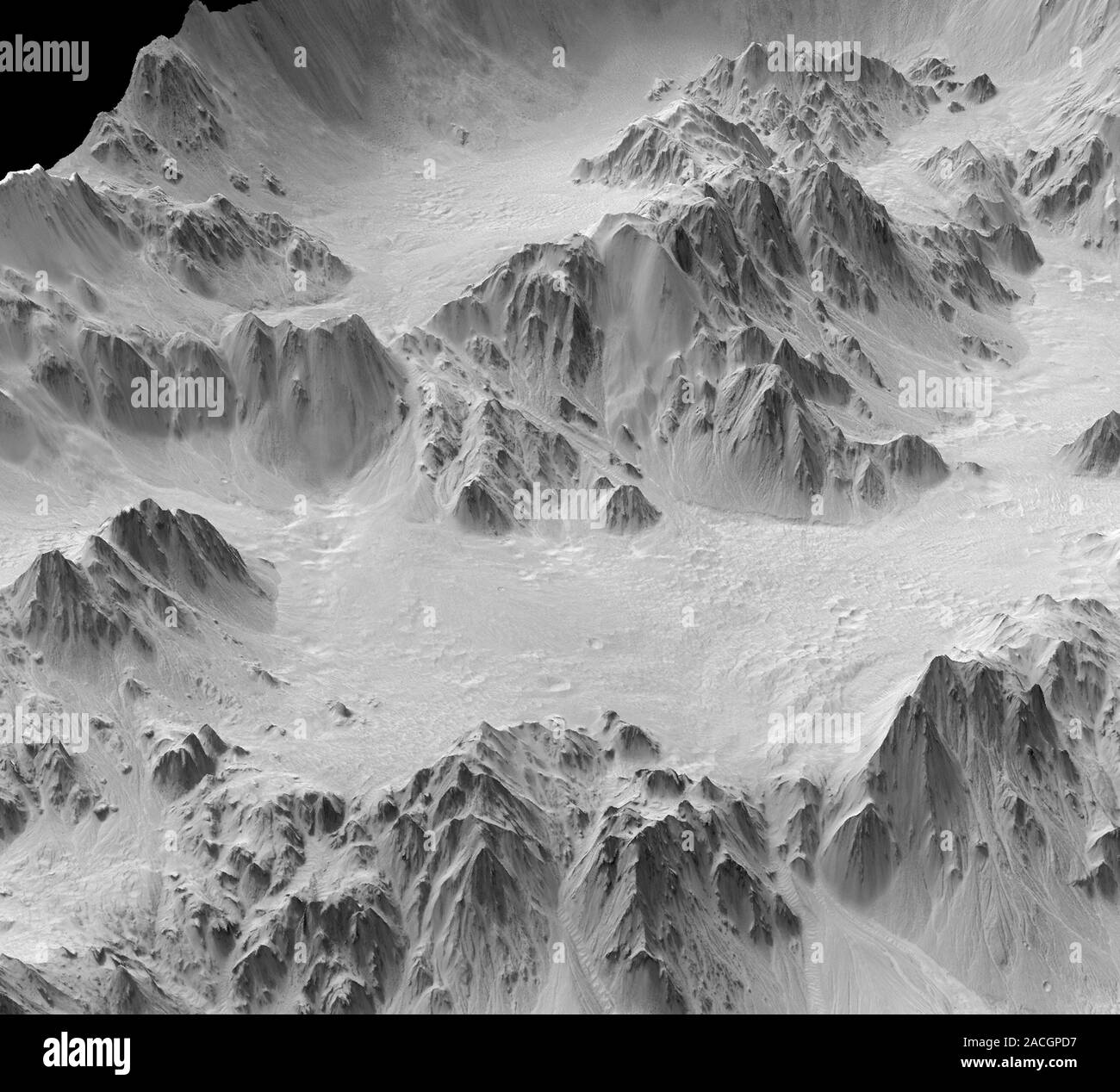 Mojave Crater. Satellite image of wall terraces in the Mojave Crater on ...