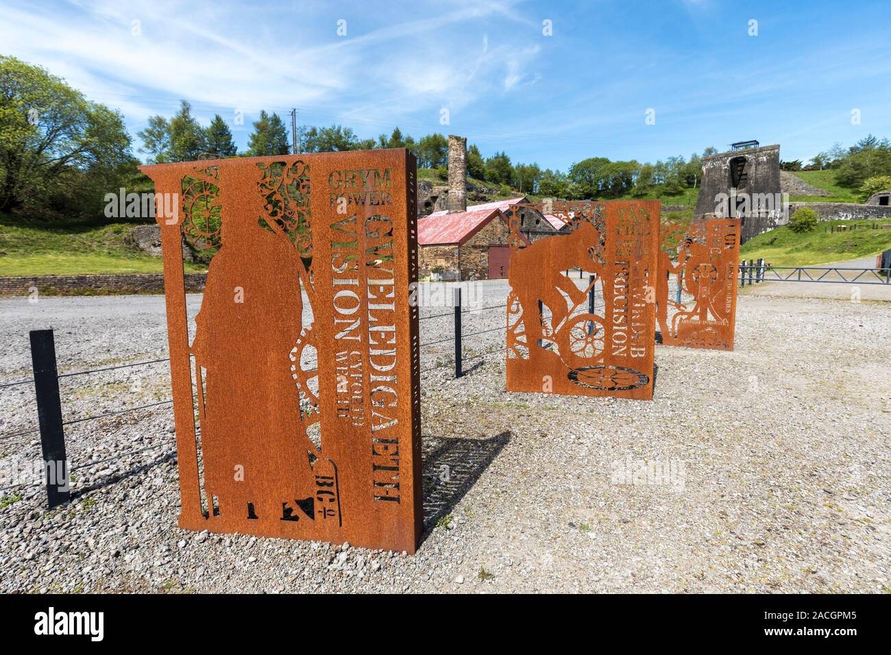 Signs in metal, Blaenavon ironworks, Wales, UK Stock Photo - Alamy