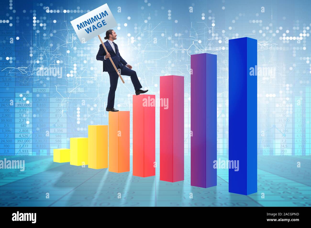 The concept of minimum wage with businessman Stock Photo - Alamy