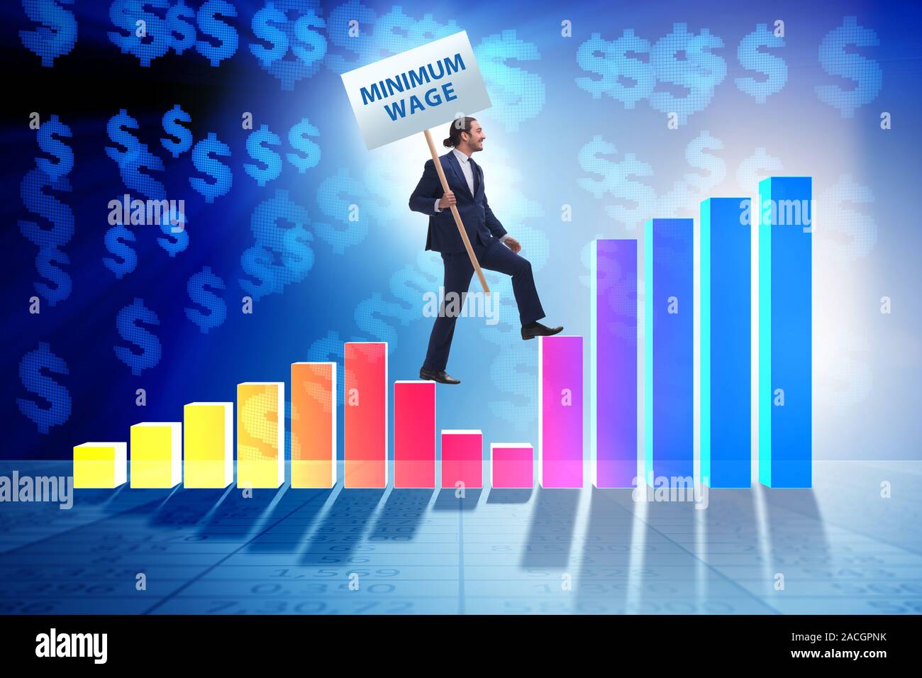 The concept of minimum wage with businessman Stock Photo - Alamy