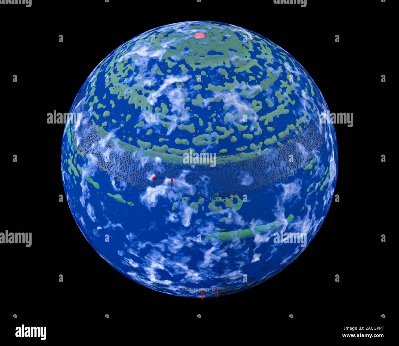 Fruit fly (Drosophila melanogaster) genome map, computer artwork. This ...