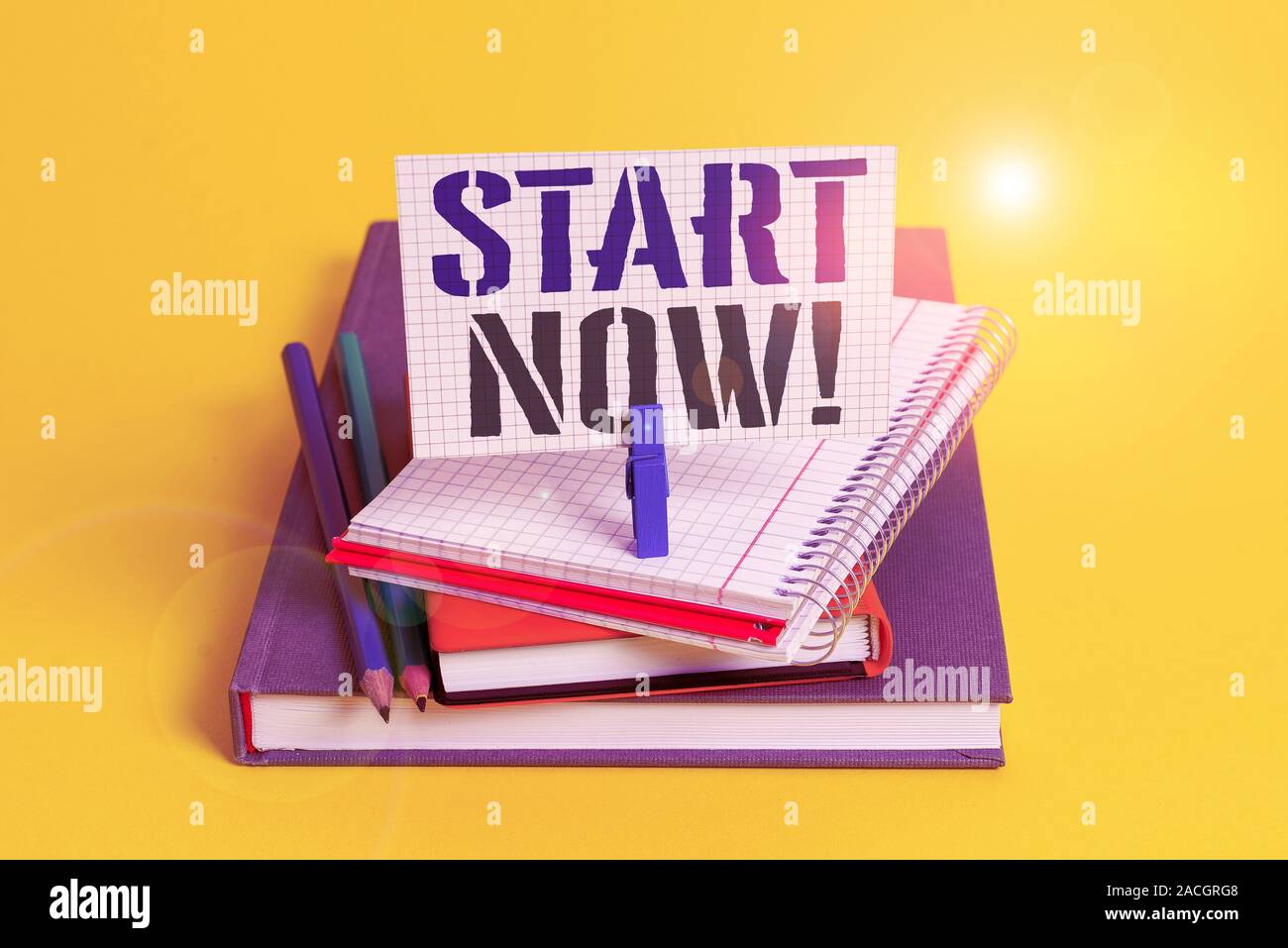 Writing note showing Start Now. Business concept for do not hesitate ...