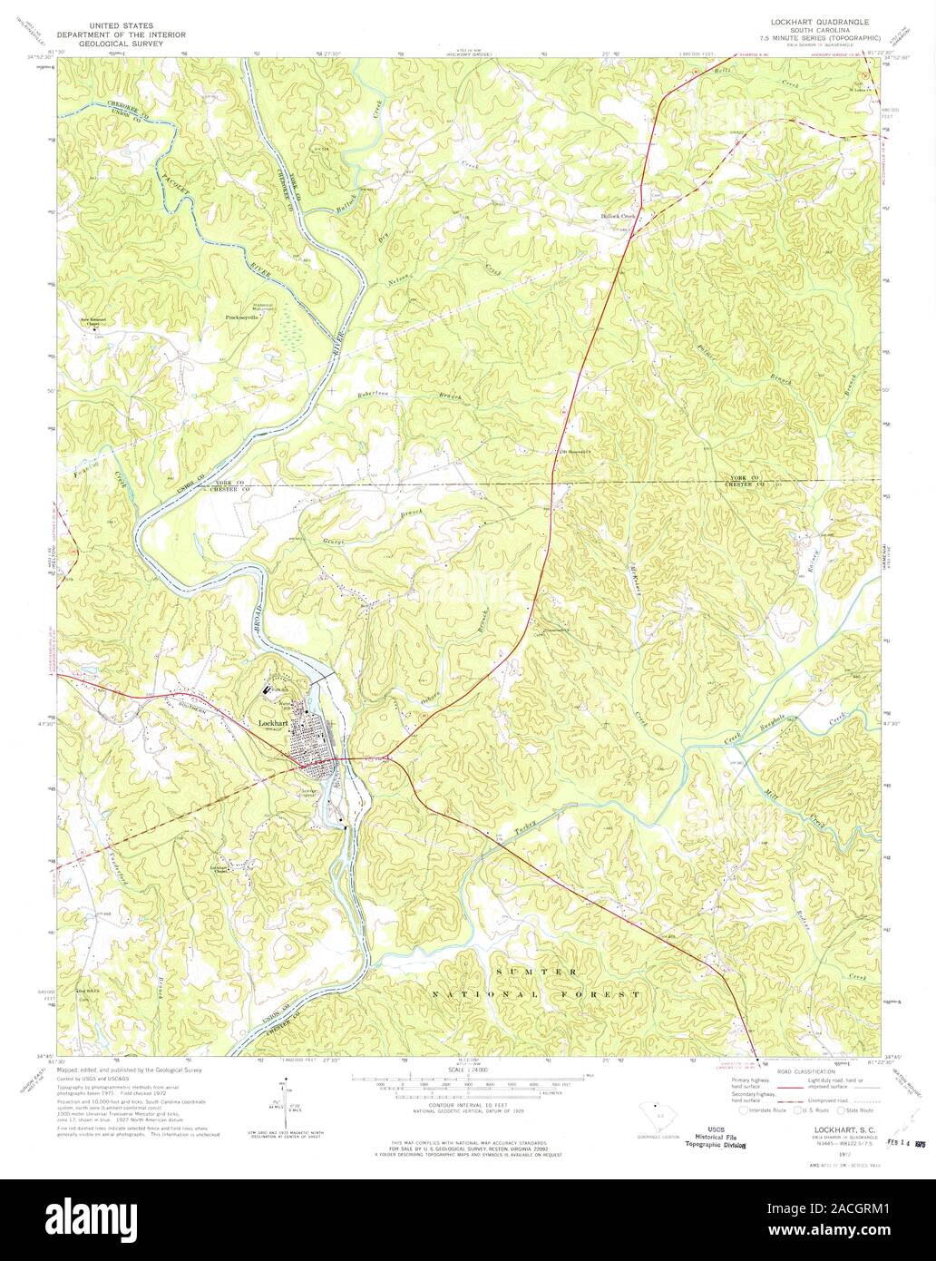 USGS TOPO Map South Carolina SC Lockhart 261260 1972 24000 Restoration ...