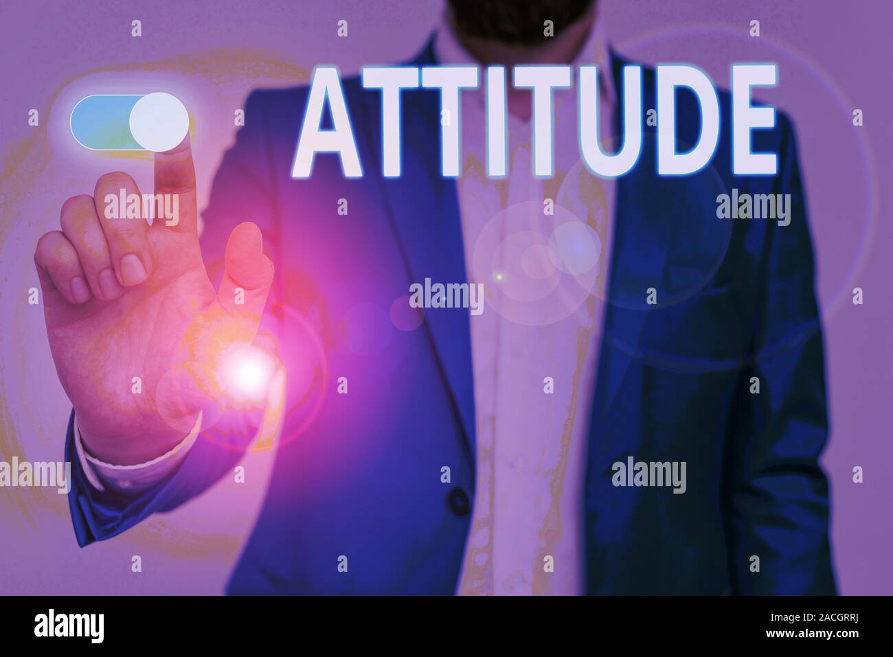 Conceptual hand writing showing Attitude. Concept meaning settled way ...