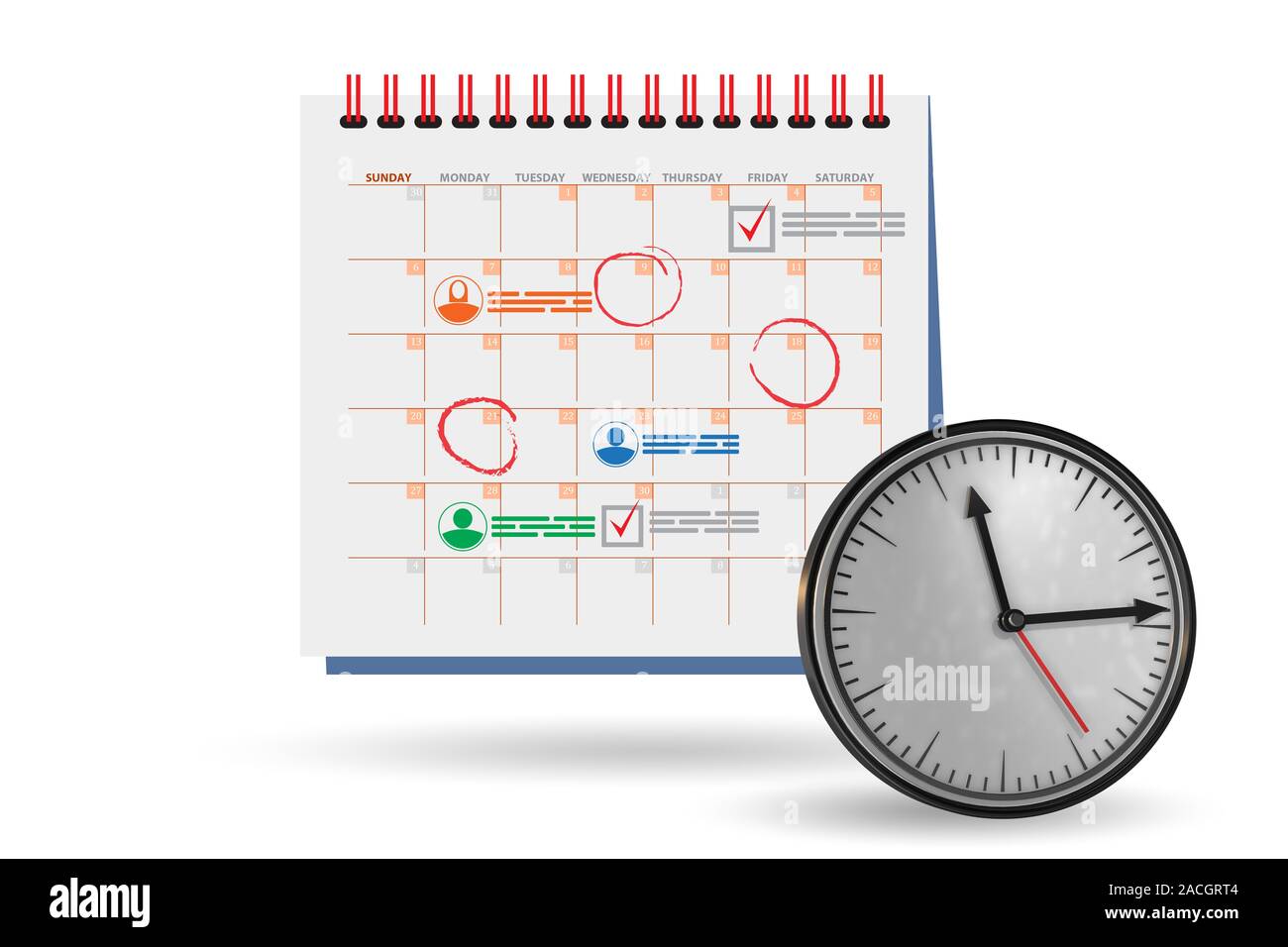 The calendar concept for planning purposes - 3d rendering Stock Photo ...