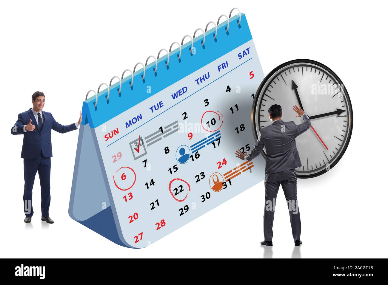 The business calendar concept with businessman Stock Photo - Alamy