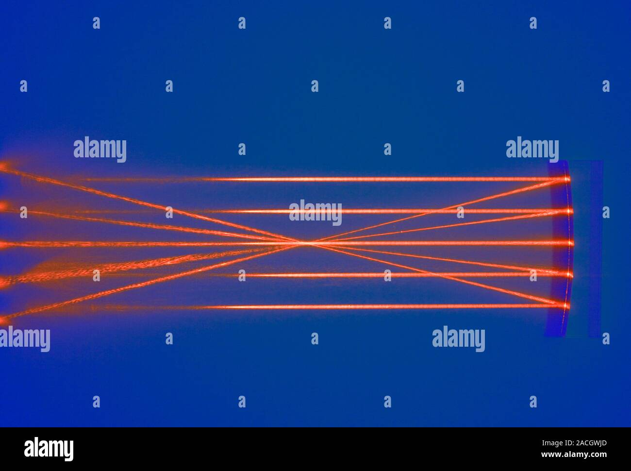 Parallel rays of light are reflected by a concave mirror Stock Photo ...