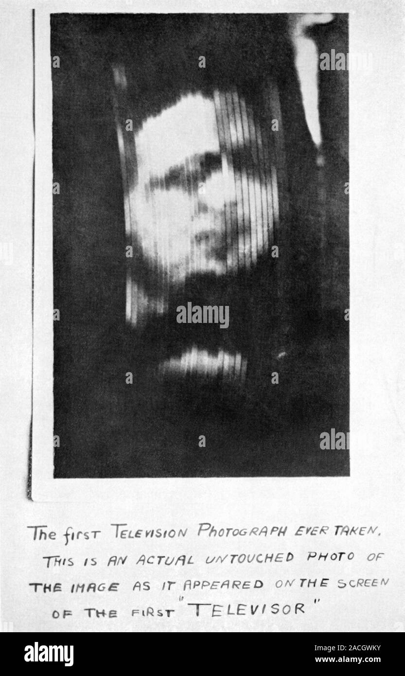 First photograph of a television image. This early TV image showing a ...