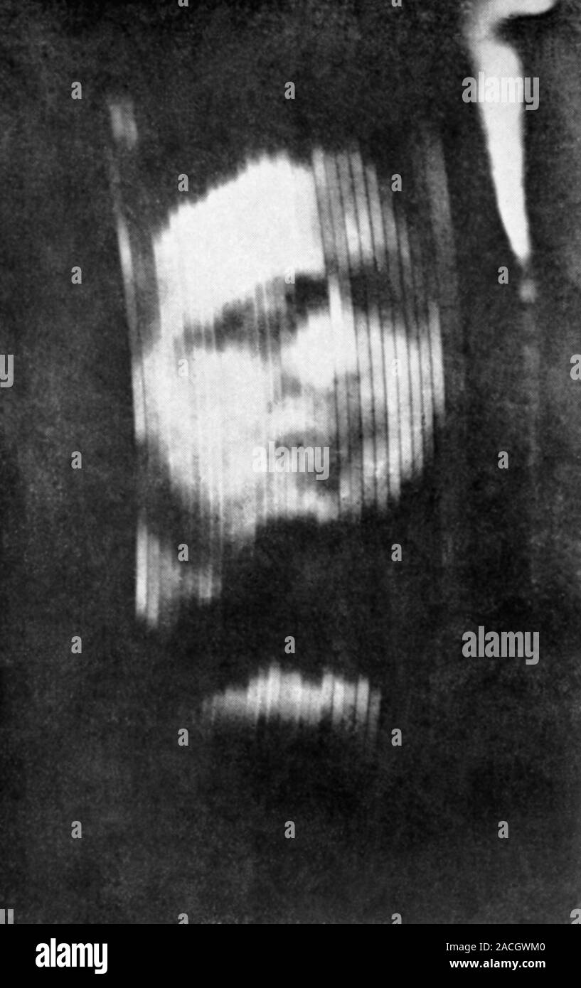 First photograph of a television image. This early TV image showing a ...