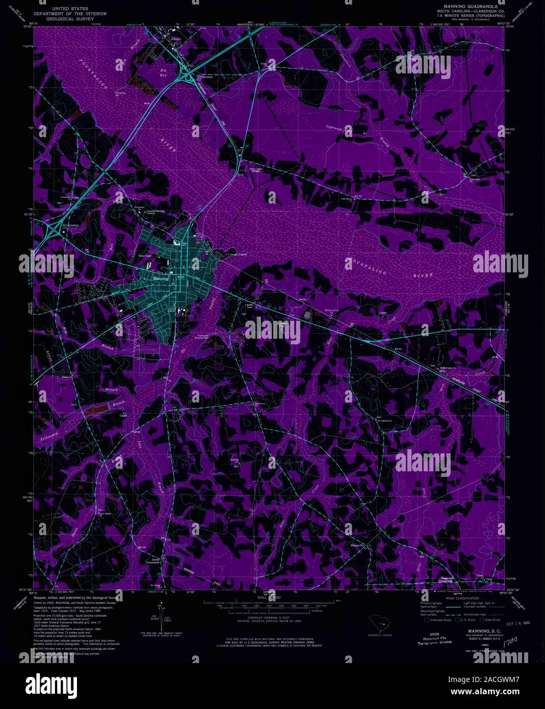 Map of manning south carolina hi-res stock photography and images - Alamy