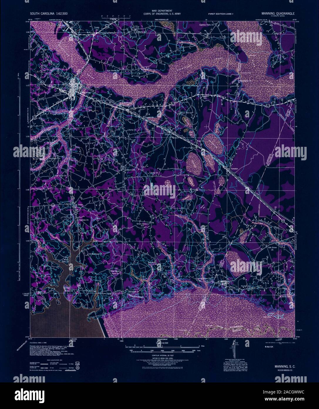 Map of manning south carolina hi-res stock photography and images - Alamy