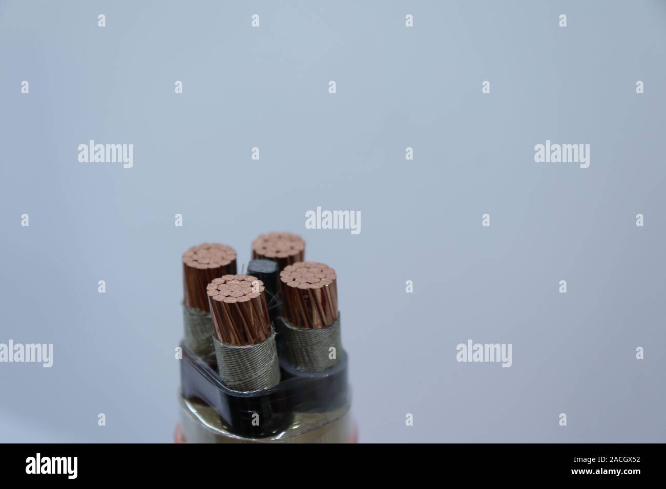 The copper wires in electric power cable ; close up Stock Photo - Alamy