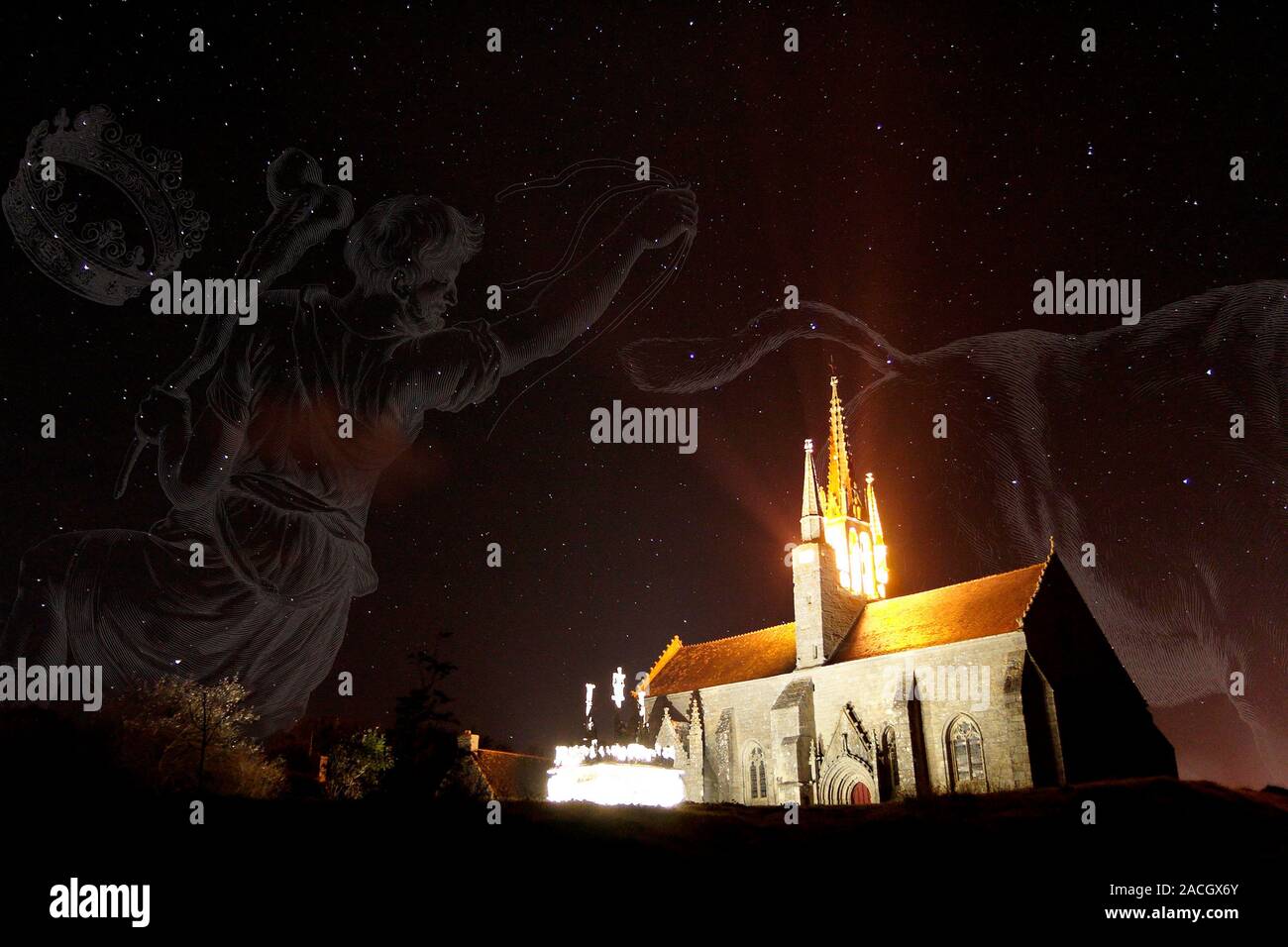 Night sky. Among the constellations seen are Corona Borealis, Bootes ...