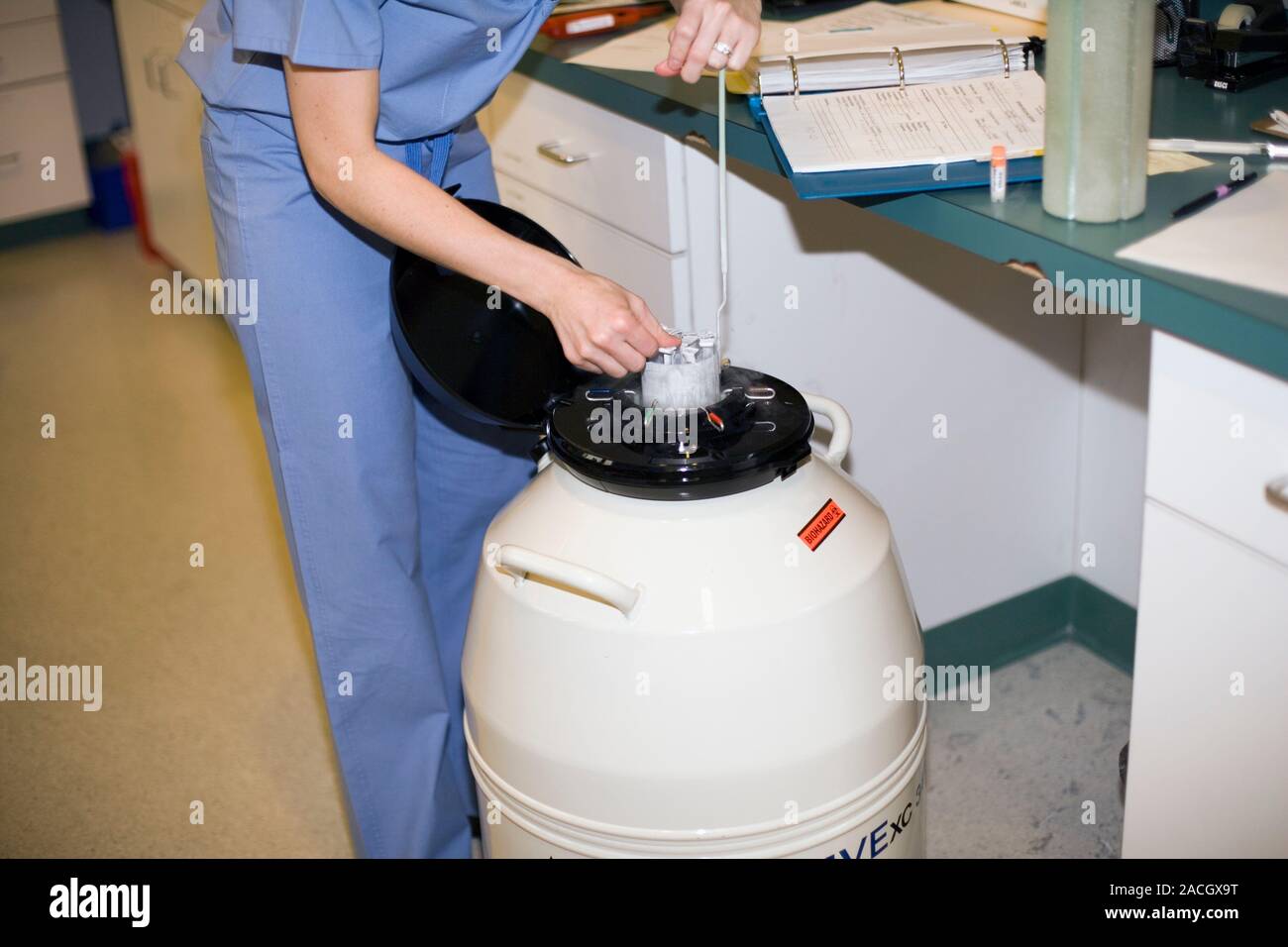 In Vitro Fertilization Lab showing embryo and sperm storage in liquid ...