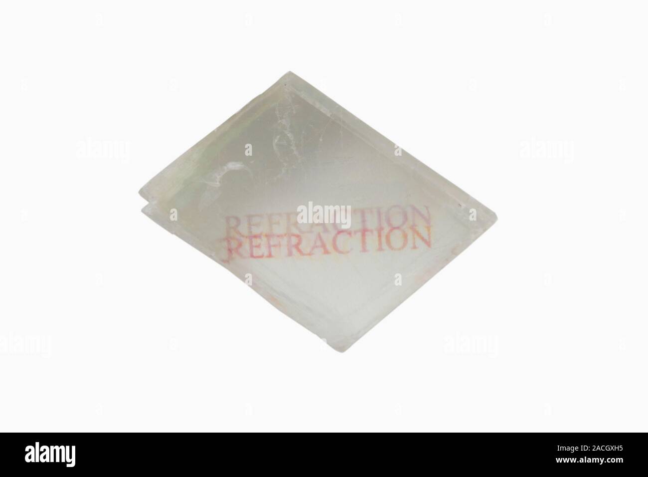 Double refraction of light in calcite Stock Photo - Alamy