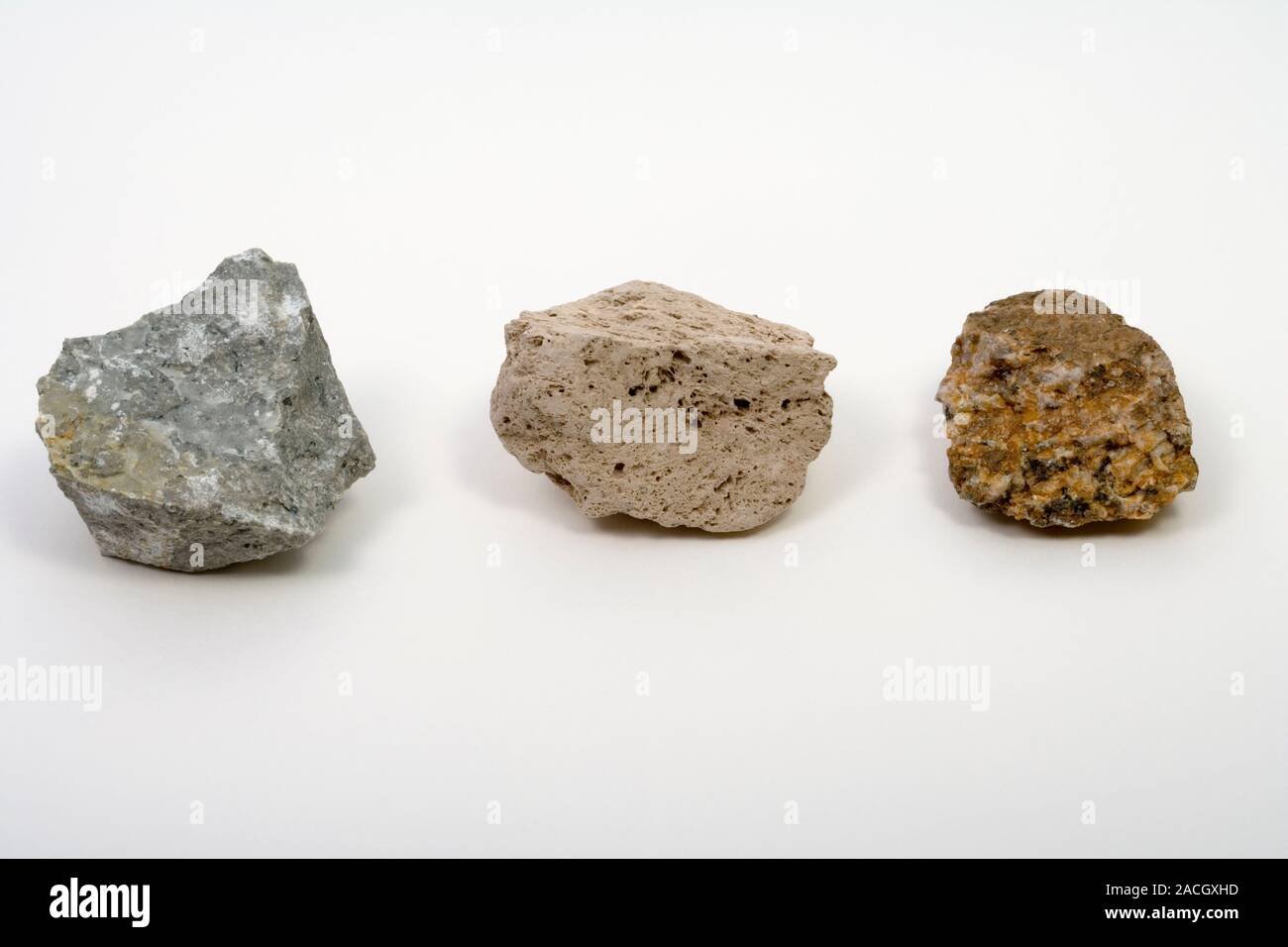 Igneous Rocks - From Left to Right - Andesite, Pumice, Granite Porphyry ...