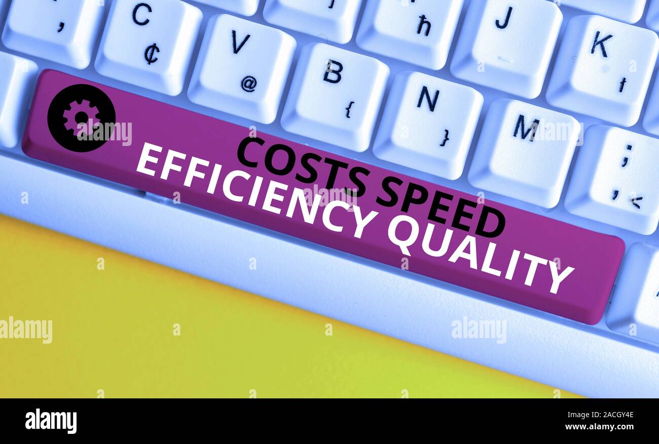 Conceptual hand writing showing Costs Speed Efficiency Quality. Concept ...