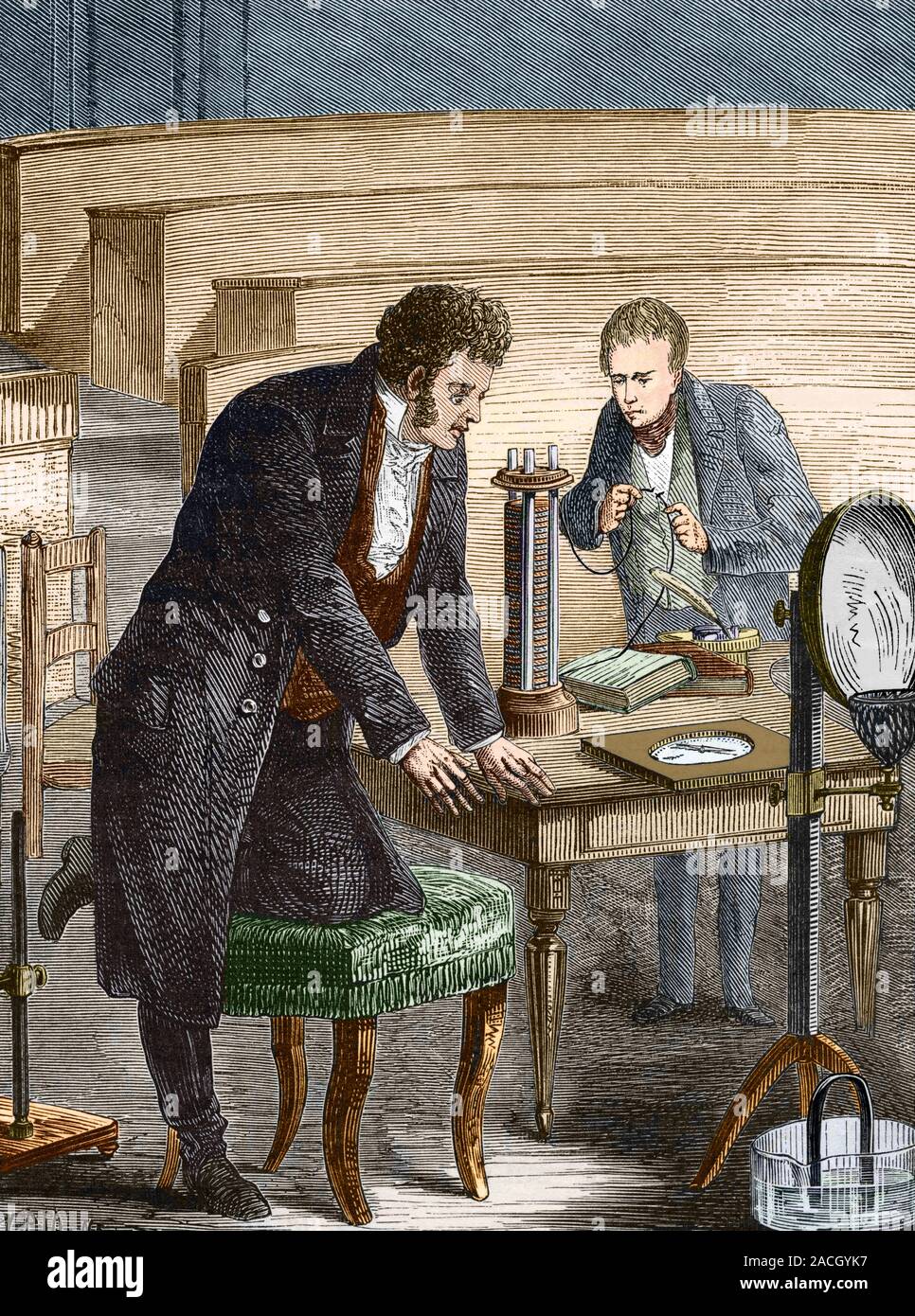 Engraving of Hans Christian Oersted, a Danish physicist, born in 1777 ...