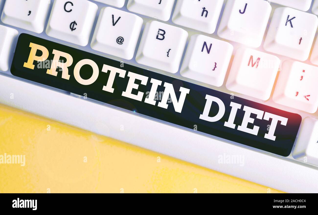 Writing note showing Protein Diet. Business concept for low in fat or ...