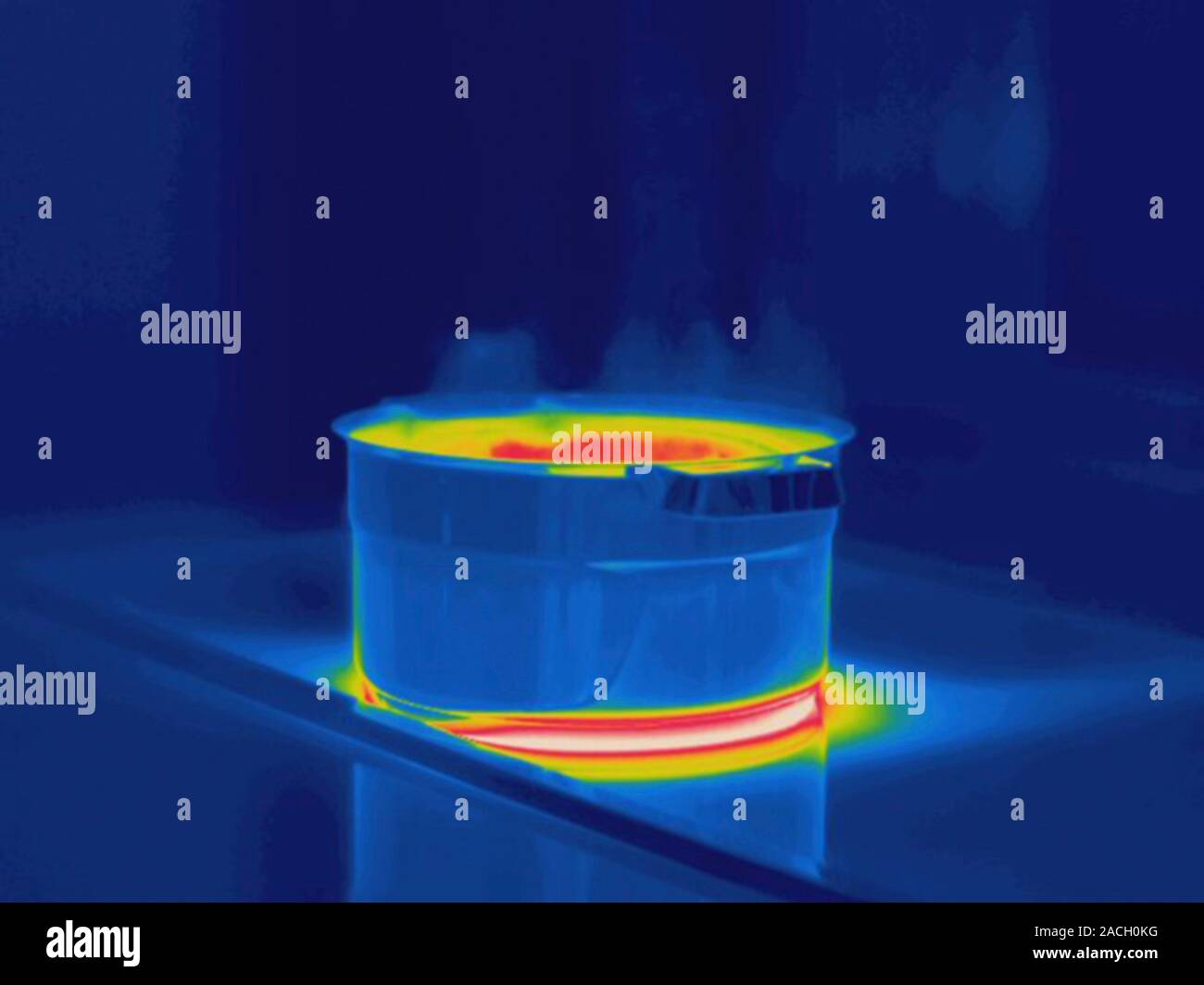 Thermogram - Pot of water on stove - The colors show temperature ...