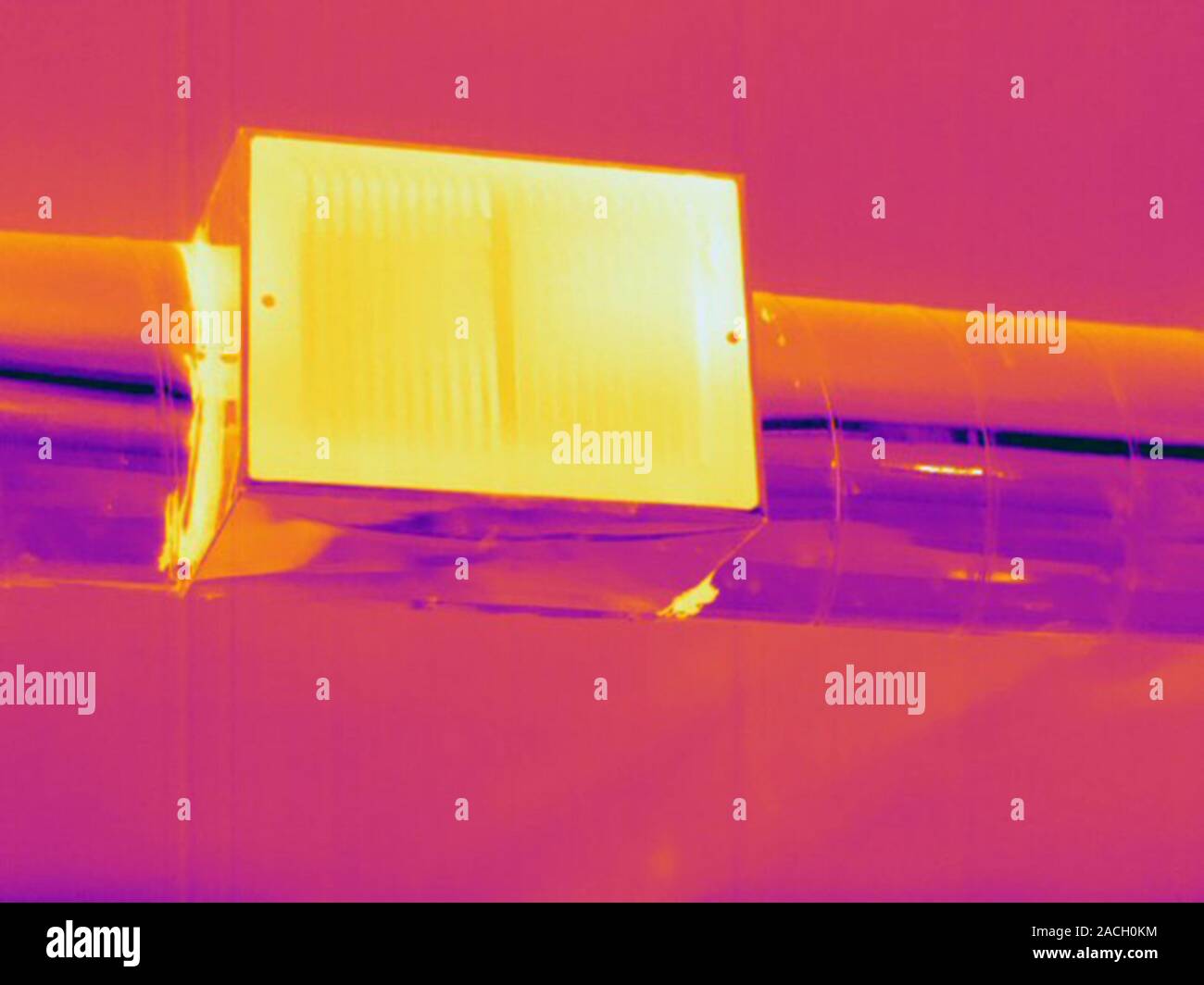 Thermogram - Heating ducts - The colors show temperature variation. The ...