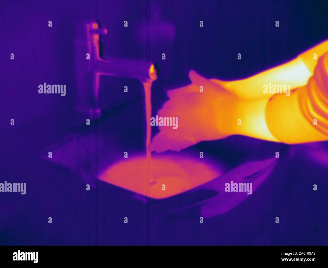 Thermogram - Washing hands with hot water - The colors show temperature ...