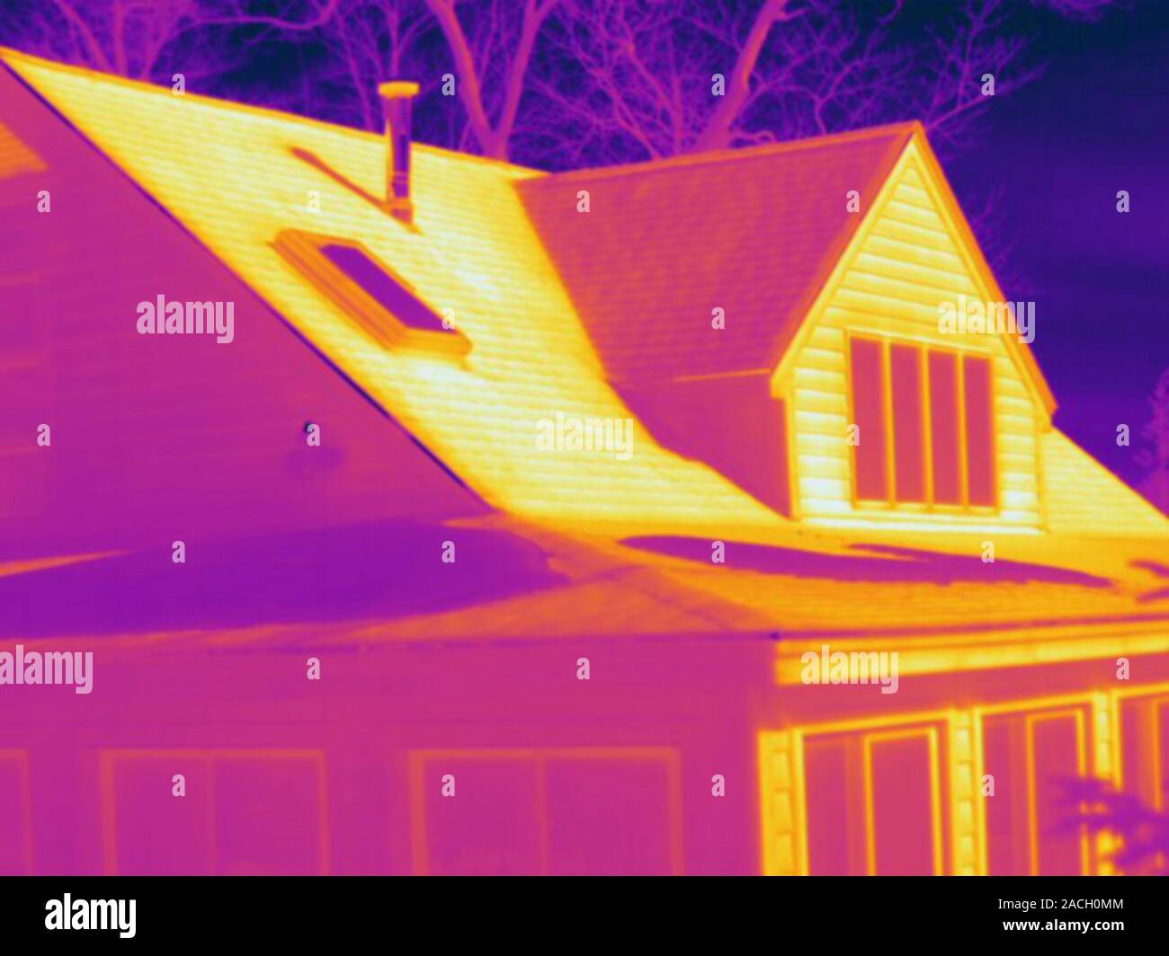 Thermogram - Outside of residential house on cold winter day - The ...