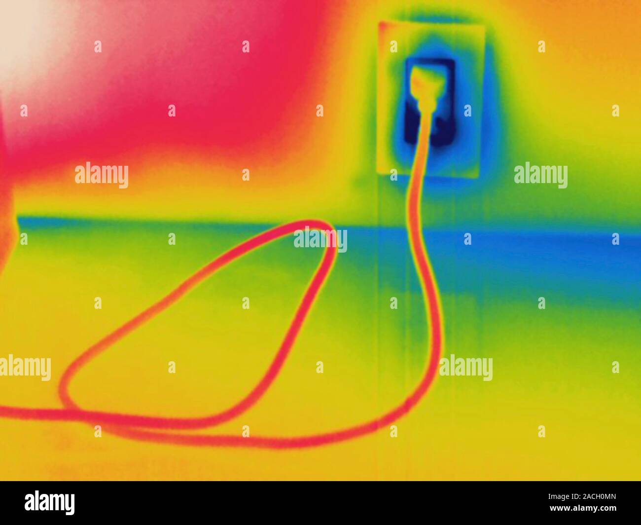 Thermogram - Electrical outlet in use - The colors show temperature ...