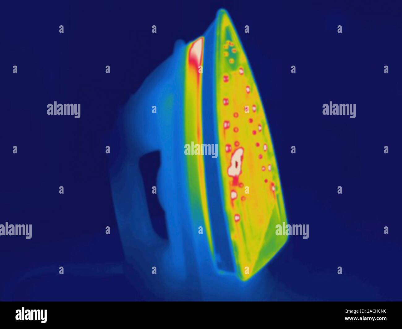 Thermogram - Hot iron - The colors show temperature variation. The ...