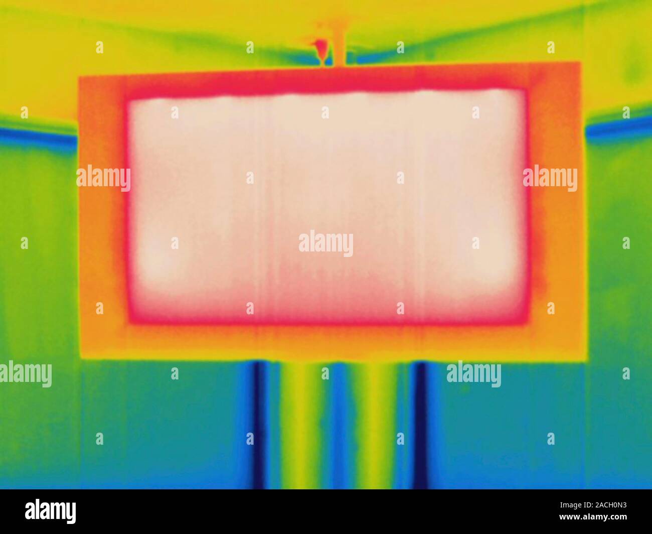Thermogram - LCD TV in use - The colors show temperature variation. The ...
